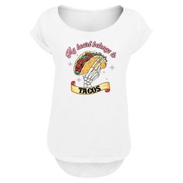 F4NT4STIC Long Cut T-Shirt Anti Valentinstag My Herz belongs to tacos in wei&szlig; | Gr.: S