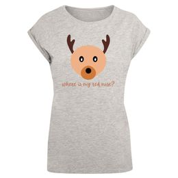 F4NT4STIC T-Shirt Red Nose Weihnachten in grau meliert | Gr.: XS
