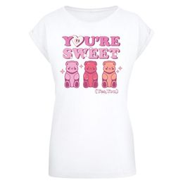 F4NT4STIC Extended Shoulder T-Shirt Valentinstag You're Sweet Gummy Bears in wei&szlig; | Gr.: 4XL