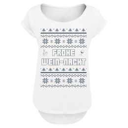 F4NT4STIC Long Cut T-Shirt Frohe Wein-Nacht in wei&szlig; | Gr.: S