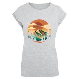 F4NT4STIC T-Shirt Sonnenuntergang Berglandschaft in grau meliert | Gr.: 4XL