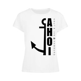 F4NT4STIC Ladies Box T-Shirt Ahoi Anker Knut & Jan Hamburg in wei&szlig; | Gr.: M