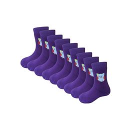 Yalion 9er Pack Socken Halbpl&uuml;sch in Lila | Gr.: 17/18