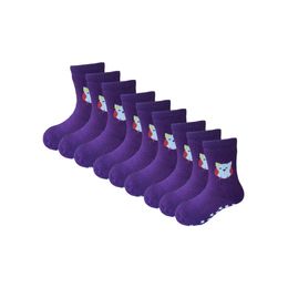 Yalion 9er Pack Socken Halbpl&uuml;sch in Lila | Gr.: 13-14
