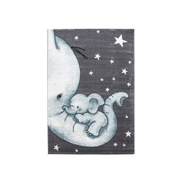 KADIMA DESIGN Kinderteppich Elefant Polypropylen saugroboter Kurzflor Kinderzimmer in Blau | Gr.: 160 x 230 cm