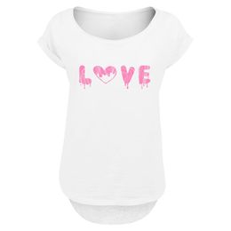 F4NT4STIC Long Cut T-Shirt Valentinstag Love Pink in wei&szlig; | Gr.: S