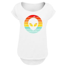 F4NT4STIC Long Cut T-Shirt Alien Retro Sonnenuntergang in wei&szlig; | Gr.: S