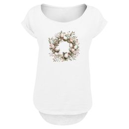 F4NT4STIC Long Cut T-Shirt Osterkranz Eierkranz Blumenring in wei&szlig; | Gr.: S