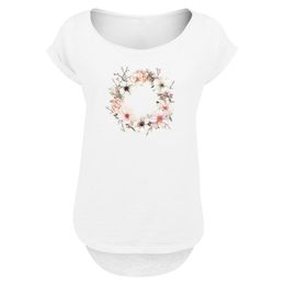 F4NT4STIC Long Cut T-Shirt Rosa Blumenkranz in wei&szlig; | Gr.: S