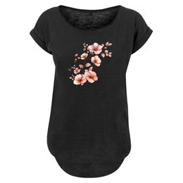 F4NT4STIC Long Cut T-Shirt Rosa Blumenzweig 3D in schwarz | Gr.: L