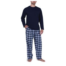 Moonline SLOUCHER Schlafanzug mit Flanellhose in blau | Gr.: M