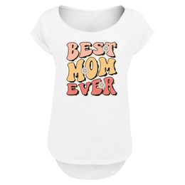 F4NT4STIC T-Shirt Muttertag best mom ever Retro Blumenmuster in wei&szlig; | Gr.: S