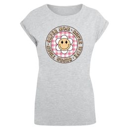 F4NT4STIC T-Shirt Muttertag super m&uuml;de Mama Retro Blumen in grau meliert | Gr.: 4XL