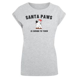 F4NT4STIC T-Shirt Santa Paws Christmas Cat in grau meliert | Gr.: S