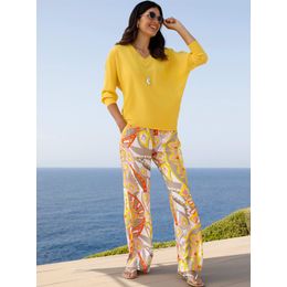 Schlupfbluse Classic Basics, Damen, Gr. 48, sonnengelb, 100% Polyester, unifarben, V-Ausschnitt, Blusen Schlupfbluse