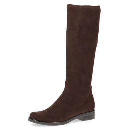 Schlupfstiefel Caprice, Damen, Gr. 38, XS-Schaft, braun (dunkelbraun), Textil, Schuhe, Blockabsatz, Langschaftstiefel in klassischer Linie, XS Schaft
