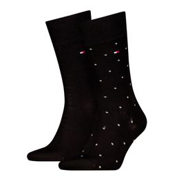 Socken Tommy Hilfiger "TH MEN SOCK 2P DOT", Damen, Gr. 43-46, schwarz, Baumwollmischung, normal, Socken Socken, mit klassischer Markenpr&auml;gung