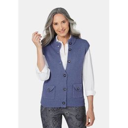 GOLDNER Strickweste Strickweste mit aufgesetzten Taschen in schieferblau | Gr.: 44