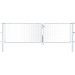 Zaundoppelt&uuml;r Alberts "Flexo", silber (silberfarben), B:350cm H:100cm, Stahl, Tore, 350 cm Breite, in versch. H&ouml;hen