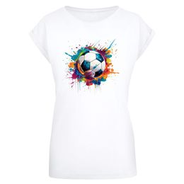 F4NT4STIC Extended Shoulder T-Shirt Bunte Fu&szlig;ball Grafik in wei&szlig; | Gr.: 4XL