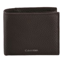 Geldbörse Calvin Klein "FOIL EMBOSS EW BILLFOLD W COIN", Damen, schwarz braun, Leder, Strukturmuster, Kleinlederwaren
