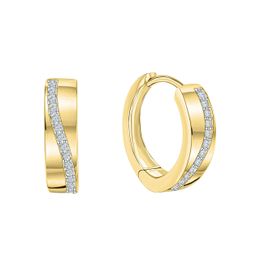 Paar Creolen Firetti "Schmuck Geschenk Gold 375 Ohrschmuck Creole", gold (gelbgoldfarben, kristallwei&szlig;, kristallwei&szlig;), Ohrringe, Damen, 15mm, Gelbgold 375, mit Zirkonia (synth.)