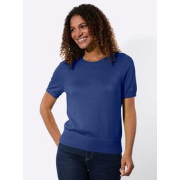 Kurzarmpullover Casual Looks "Kurzarm-Pullover", Damen, Gr. 44, royalblau, 100% Baumwolle, unifarben, Pullover