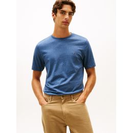 T-Shirt Tommy Hilfiger "ESSENTIAL HEATHER", Damen, Gr. L, aegean sea heather, Single Jersey, Obermaterial: 100% Baumwolle, regular fit normal, Shirts T-Shirt