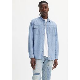 Levi's Langarmhemd LEVI'S, Herren, Gr. XL, N-Gr, blau (linde chambray), Web, Obermaterial: 100% Baumwolle, Hemden, LS AUBURN WORKER BLUES