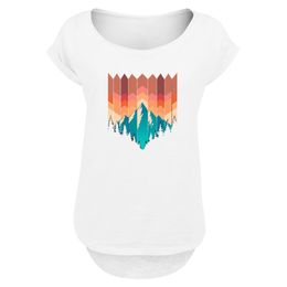 F4NT4STIC Long Cut T-Shirt Berg Sonnenuntergang Geometrisch in wei&szlig; | Gr.: S