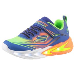 Sneaker Skechers "FLEX-GLOW ULTRA", M&auml;dchen, Gr. 27, bunt (blau, multi), Lederimitat, Textil, kontrastfarbene Details, Schuhe Sneaker, Klettschuh zum Schl&uuml;pfen, Gr&ouml;&szlig;enschablone zum Download