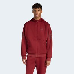 Kapuzensweatjacke adidas Sportswear "M FI 3S FZ", Herren, Gr. L, active maroon, Obermaterial: 67% Polyester, 33% Baumwolle, Sweatjacken