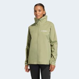 Regenjacke adidas terrex "W MT ESS 2L R J", Damen, Gr. L, tengrn, Obermaterial: 100% Polyester, normal, Jacken Regenjacke