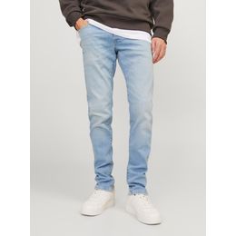 Jack & Jones Slim-fit-Jeans JACK & JONES "JJIGLENN JJICON JJ 619 50SPS NOOS", Herren, Gr. 29, Länge 34, blau (blau denim), Denim/Jeans, Obermaterial: 92% Baumwolle, 6% Elastomultiester, 2% Elasthan, Abriebeffekte, slim fit knöchellang, Jeans Slim-fit-Jeans, mit Five-Pocket-Design