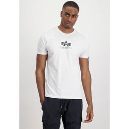Rundhalsshirt Alpha Industries "Basic T ML", Herren, Gr. S, wei&szlig;, Single Jersey, Obermaterial: 100% Baumwolle, bedruckt, normal normal, Rundhals, gerader Abschluss, Shirts Rundhalsshirt