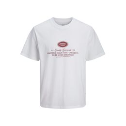 Jack & Jones T-Shirt JACK & JONES "JORGREENE BRANDING TEE SS CN CH", Damen, Gr. S, hellwei&szlig;, Jersey, Obermaterial: 100% Baumwolle, bedruckt, regular fit, Rundhals, Shirts T-Shirt