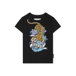 T-Shirt Philipp Plein "Tattoo Verziert", Jungen, Gr. 10, 02, schwarz, Obermaterial: 100% Baumwolle, Shirts T-Shirt