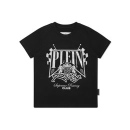 T-Shirt Philipp Plein "Racing Verziert", Jungen, Gr. 12, 0201, schwarz, wei&szlig;, Obermaterial: 100% Baumwolle, Shirts T-Shirt