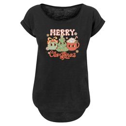F4NT4STIC Long Cut T-Shirt Merry Weihnachten Cozy And Cute in schwarz | Gr.: XXL