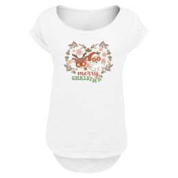 F4NT4STIC Long Cut T-Shirt Weihnachten Hippie Santa And Reindeer in wei&szlig; | Gr.: S