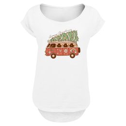 F4NT4STIC Long Cut T-Shirt Groovy Weihnachten Camper Van in wei&szlig; | Gr.: S