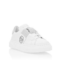 Sneaker Philipp Plein "Hexagon Mit Schmucksteinen", Damen, Gr. 30, Normalschaft, 0160, weiß, crystal, Schuhe Sneaker