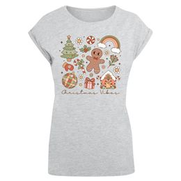 F4NT4STIC T-Shirt Weihnachten Vibes Cozy Cute Winter in grau meliert | Gr.: 4XL