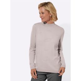 Stehkragenpullover "Stehkragen-Pullover", Damen, Gr. 40, hellgrau, 50% Viskose, 28% Polyester, 22% Polyamid, unifarben, Pullover Stehkragenpullover