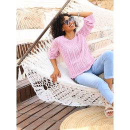 Ajourpullover Heine "Pullover", Damen, Gr. 34, ros&eacute;, 100% Baumwolle, unifarben, Pullover