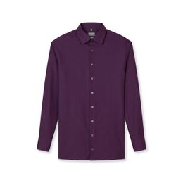 Businesshemd OLYMP "OLYMP Luxor 24/Seven, comfort fit, Businesshemd, New Kent", Herren, Gr. 44, Normaler Arm, aubergine, 64% Baumwolle, 27% Polyester, 9% Elasthan, Hemden