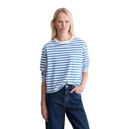 Marc O'Polo Langarmshirt MARC O'POLO DENIM "aus Heavy Slub Jersey", Damen, Gr. XXL, sanftes wei&szlig;, Obermaterial: 100% Baumwolle, gestreift, relaxed fit, Rundhals, normaler Saum, Shirts Langarmshirt