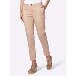 Chinohose Heine, Damen, Gr. 38, Normalgr&ouml;&szlig;en, beige, 98% Baumwolle, 2% Elasthan, unifarben, Hosen Chinohose
