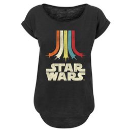 F4NT4STIC Long Cut T-Shirt Star Wars Retro Rainbow Regenbogen in schwarz | Gr.: XXL