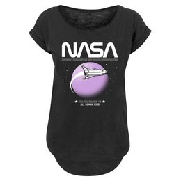 F4NT4STIC Long Cut T-Shirt Long Cut T-Shirt 'NASA Shuttle Orbit' in schwarz | Gr.: XXL